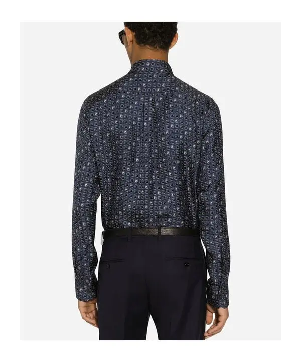 Dolce & Gabbana Dolce Gabbana Tie Printed Martini-fit Shirt - Blue