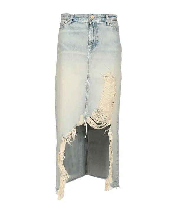 7 For All Mankind Midi Skirt With Distressed Hem