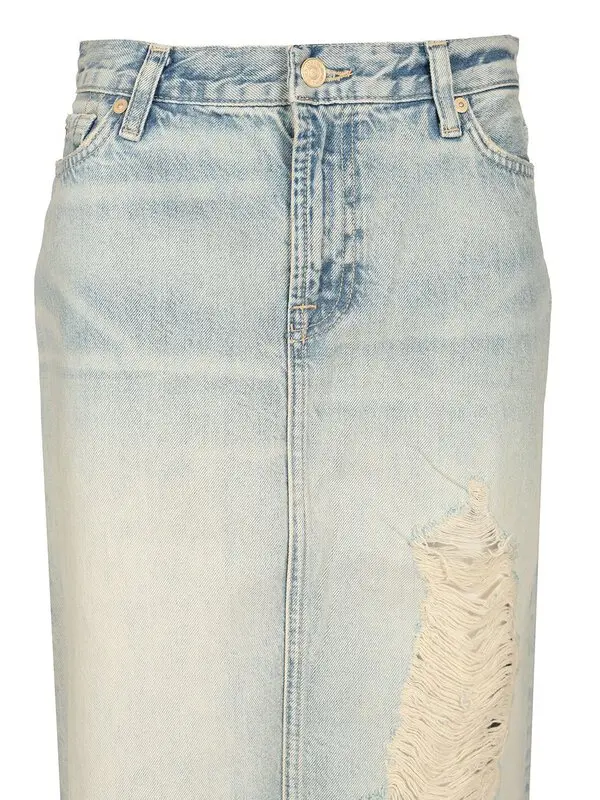 7 For All Mankind Midi Skirt With Distressed Hem