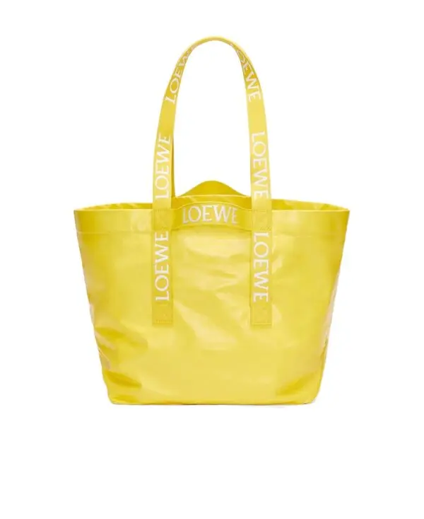 Loewe Fold Shopper In Paper Calfskin - Yellow