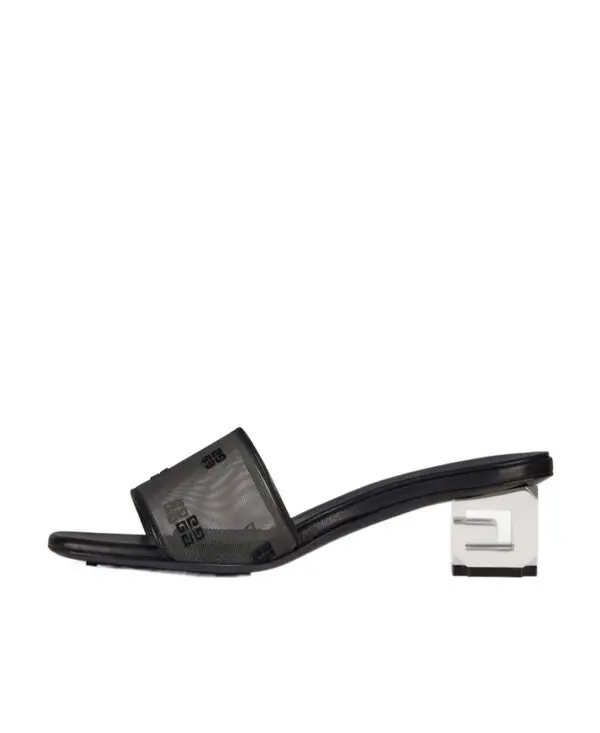 Givenchy G Cube Mules In Transparent Mesh