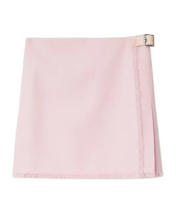 Burberry Pleated Kilt With Frayed Hem And Buckle Fastening