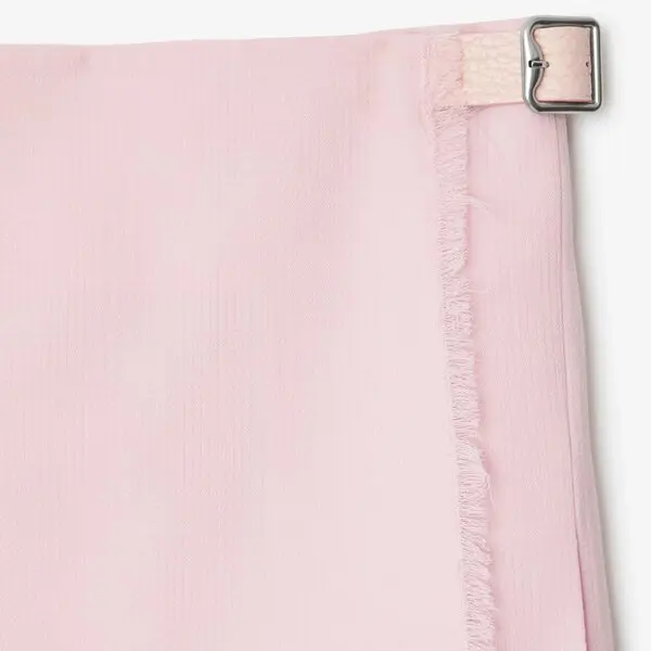 Burberry Pleated Kilt With Frayed Hem And Buckle Fastening