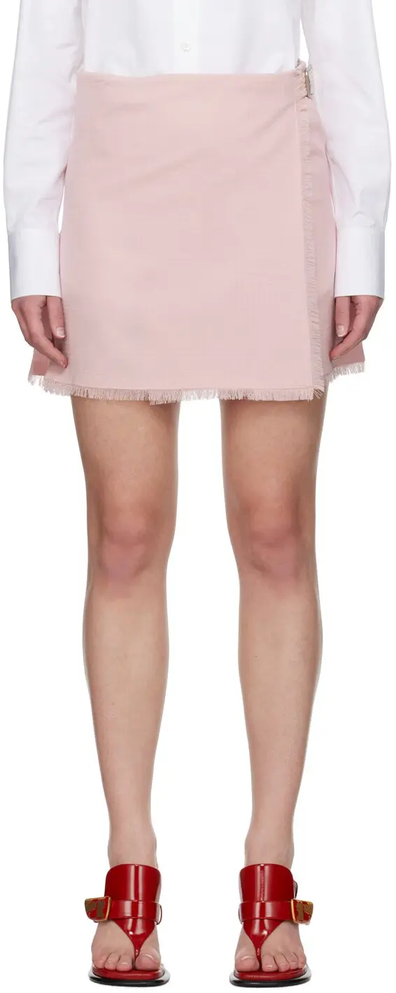 Burberry Pleated Kilt With Frayed Hem And Buckle Fastening