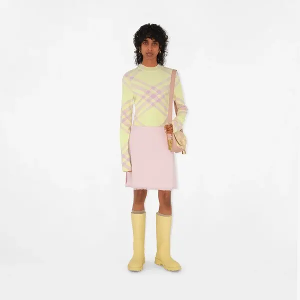 Burberry Pleated Kilt With Frayed Hem And Buckle Fastening