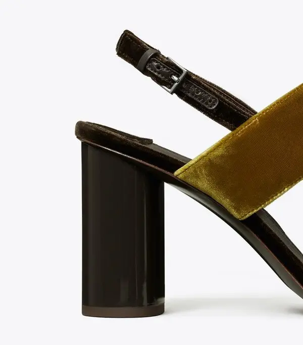 Tory Burch Eleanor Heeled Velvet Sandals - Black