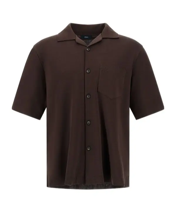 Herno Chest-pocket Short-sleeved Button-up Shirt - Brown