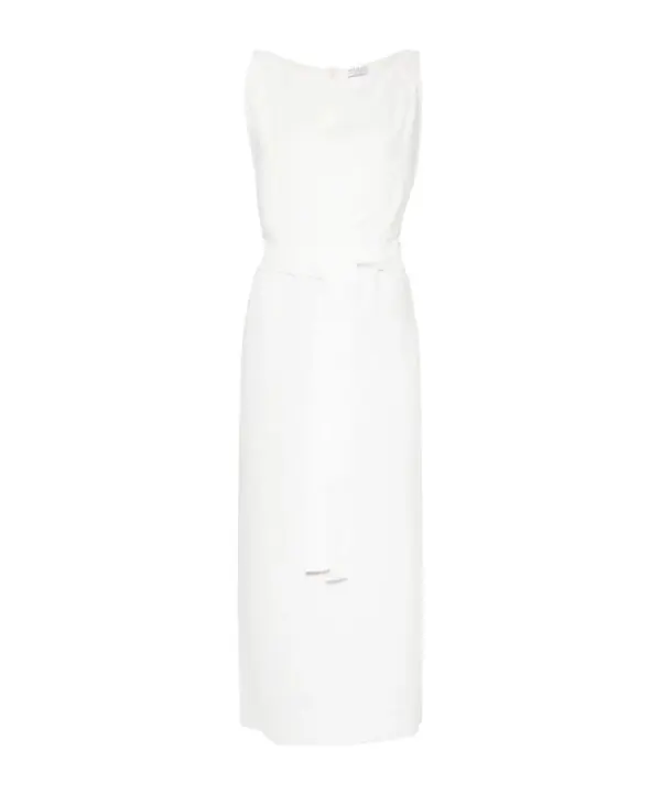 Brunello Cucinelli Sleeveless Maxi Dress With Knot Detail - White