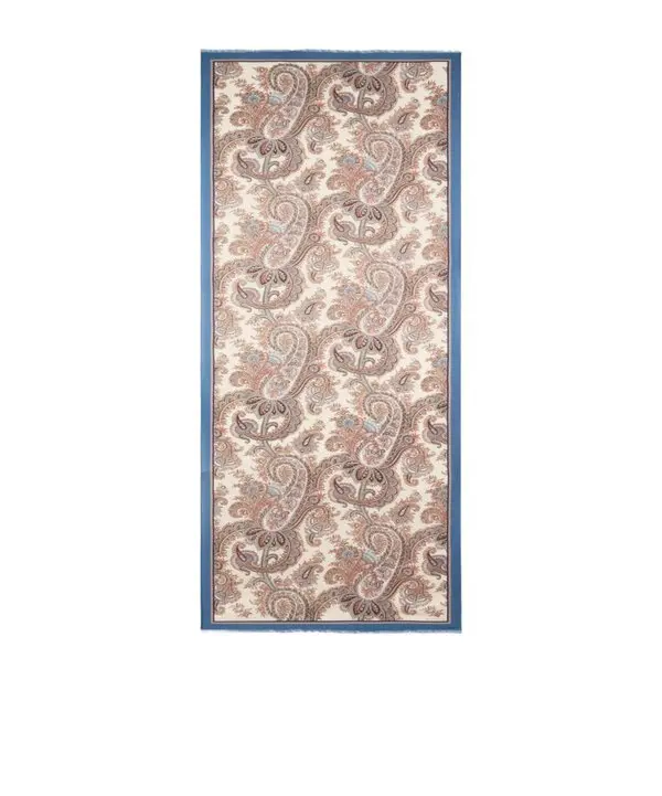 Etro Cashmere-blend Scarf With Floral Paisley Motif - Nude