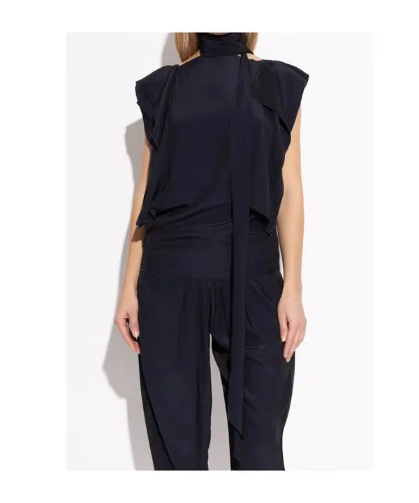 LANVIN Sleeveless High Neck Top With Bow Detail - Black