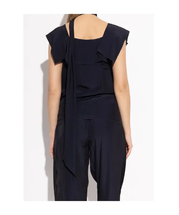 LANVIN Sleeveless High Neck Top With Bow Detail - Black