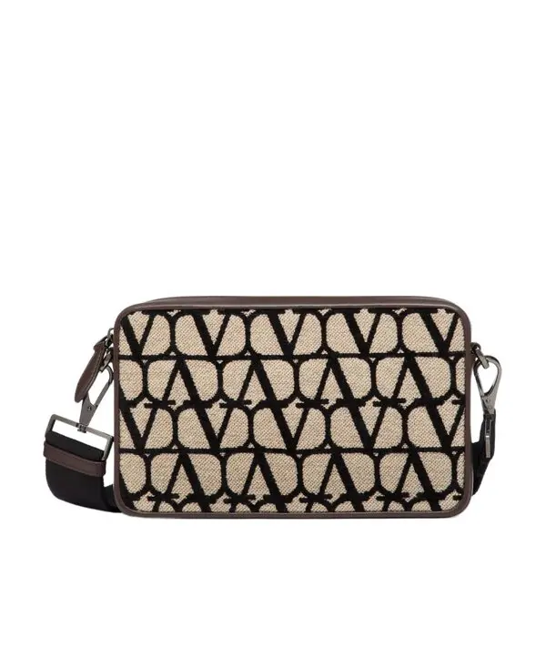 Valentino Garavani Toile Iconographe Zip-up Shoulder Bag - Black