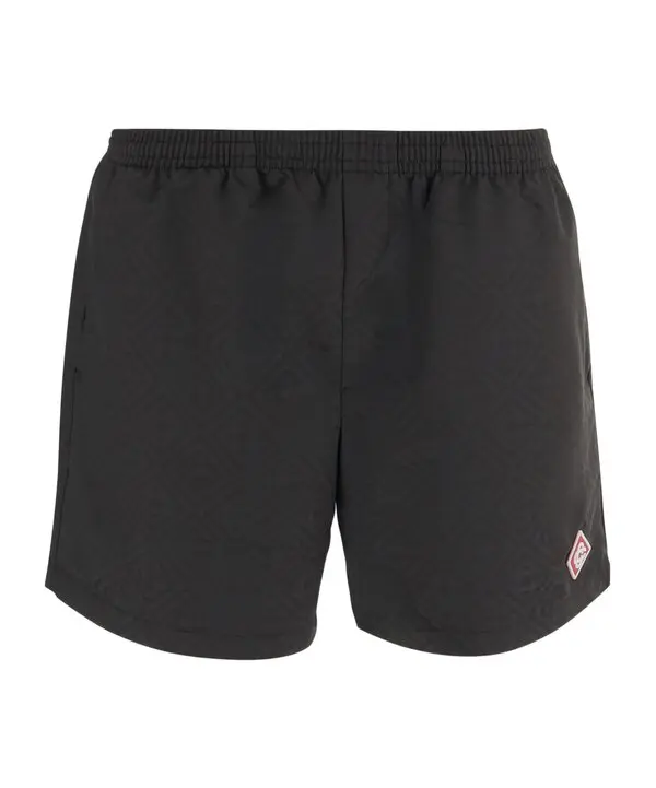 Casablanca Logo Print Elastic Waist Shorts - Black