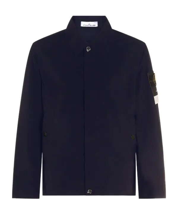 Stone Island Collared Logo Patch Jacket - Blue