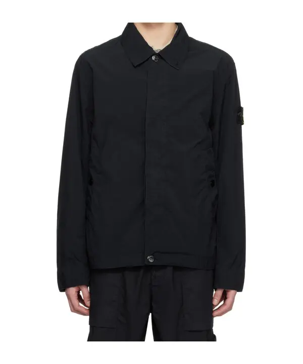 Stone Island Collared Logo Patch Jacket - Blue