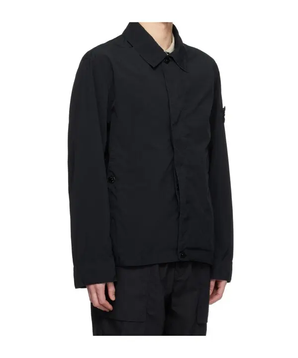 Stone Island Collared Logo Patch Jacket - Blue