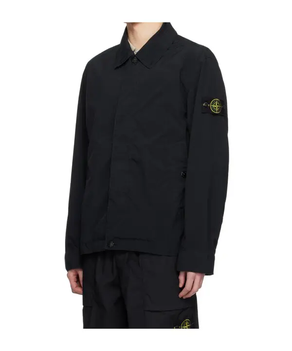Stone Island Collared Logo Patch Jacket - Blue