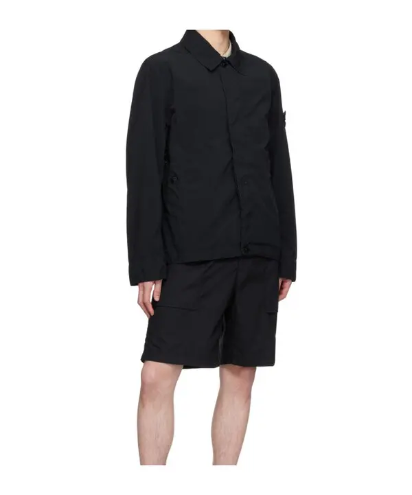 Stone Island Collared Logo Patch Jacket - Blue