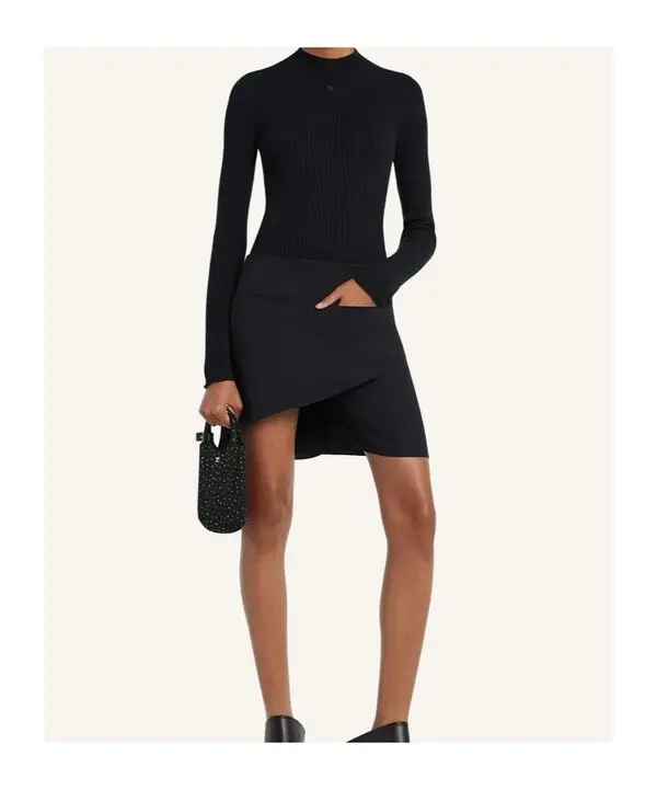 COURREGES Ribbed Mockneck Jumper - Black