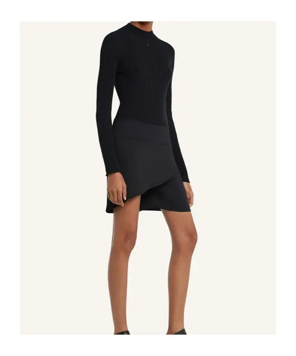 COURREGES Ribbed Mockneck Jumper - Black