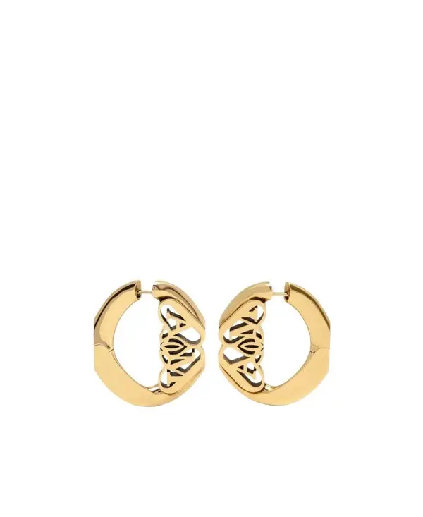Alexander McQueen Seal Logo Detailed Hoop Earrings - Yellow