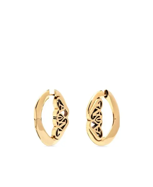 Alexander McQueen Seal Logo Detailed Hoop Earrings