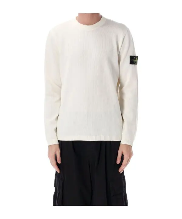 Stone Island Logo Patch Crewneck Jumper - Ivory