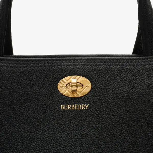 Burberry Medium Cotswolds Tote In Grainy Calf Leather With Check Panels