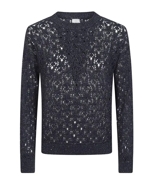 Eleventy Open-knit Sweater With Micro-sequins - Blue
