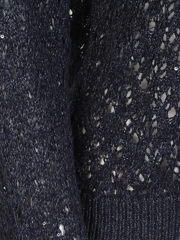 Eleventy Open-knit Sweater With Micro-sequins - Blue