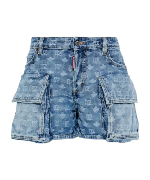 Dsquared2 Light Wash Cargo Shorts - Blue