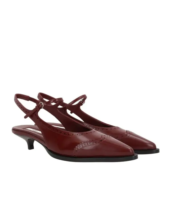 Miu Miu Pointed-toe Slingback Pumps - Red/black