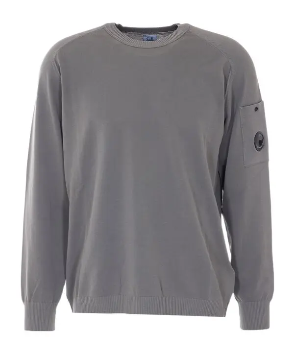 C.P. COMPANY Lens Sleeve Knitted Sweater - Gray