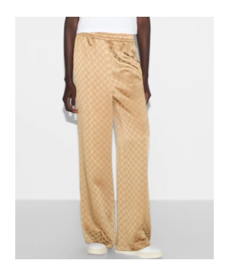 Gucci Gg Jacquard Elastic Waistband Pants - Camel