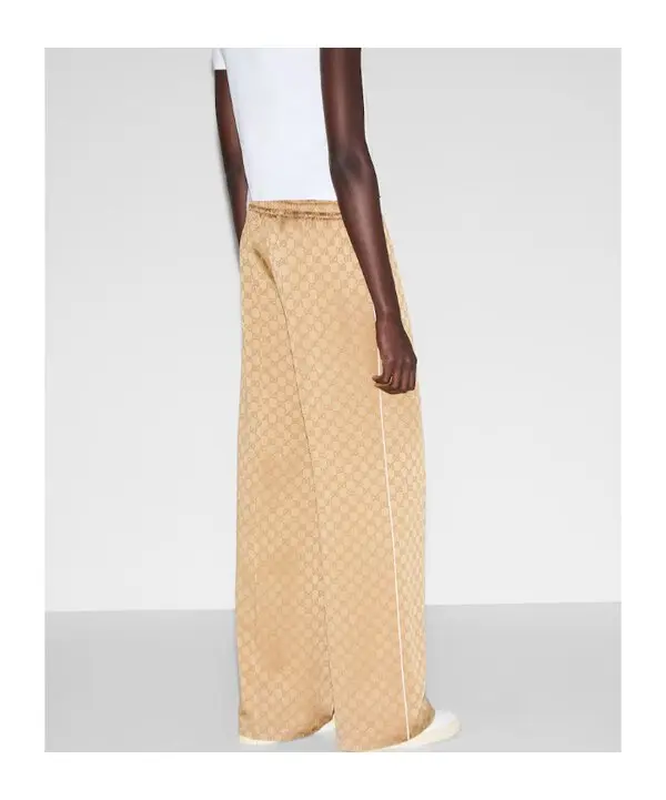 Gucci Gg Jacquard Elastic Waistband Pants - Camel