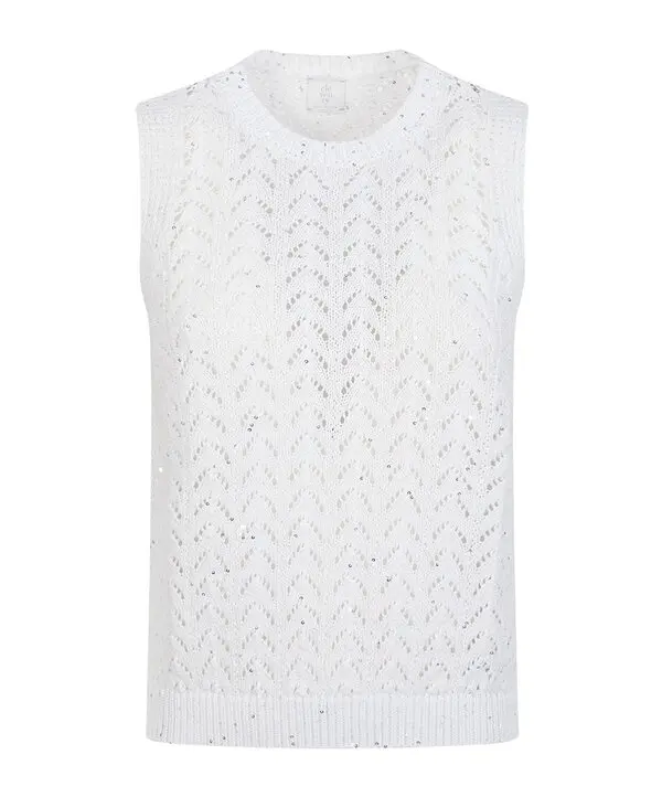 Eleventy Crew Neck Knitted Vest - White