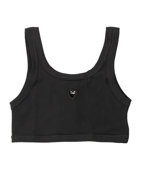 BASERANGE Ribbed Cropped Tank Top With Heart Detail - Black