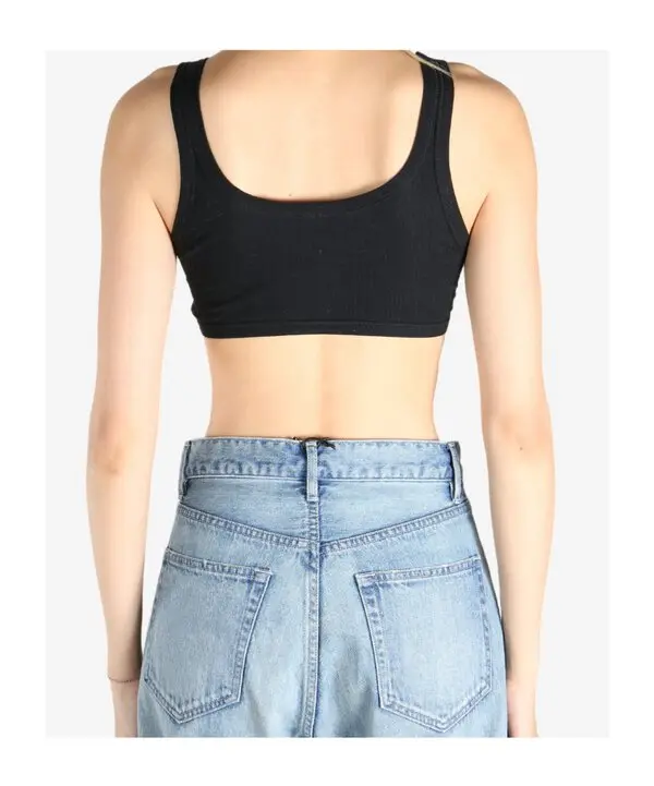 BASERANGE Ribbed Cropped Tank Top With Heart Detail - Black
