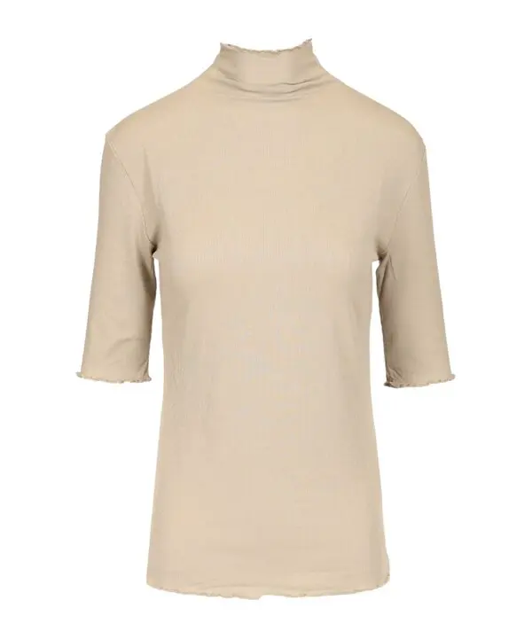 Filippa K High-neck T-shirt With Embroidered Edges - Nude
