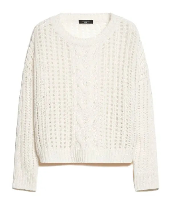 Max Mara Crewneck Crochet Jumper - White