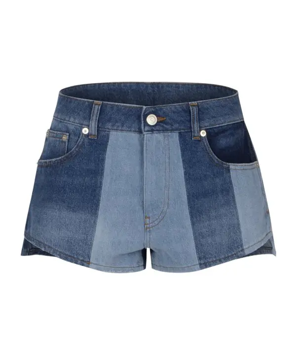 Coperni Patchwork Belted Denim Shorts