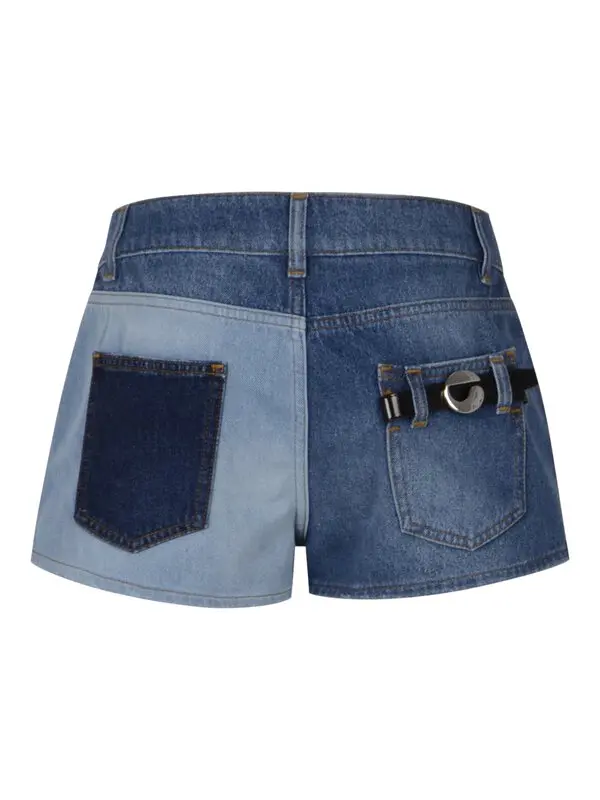 Coperni Patchwork Belted Denim Shorts