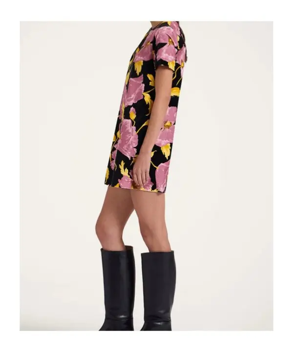 La DoubleJ Mini Dress With Floral Print - Black