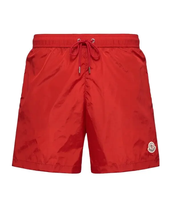 Moncler Logo Patch Drawstring Swim Shorts - Red