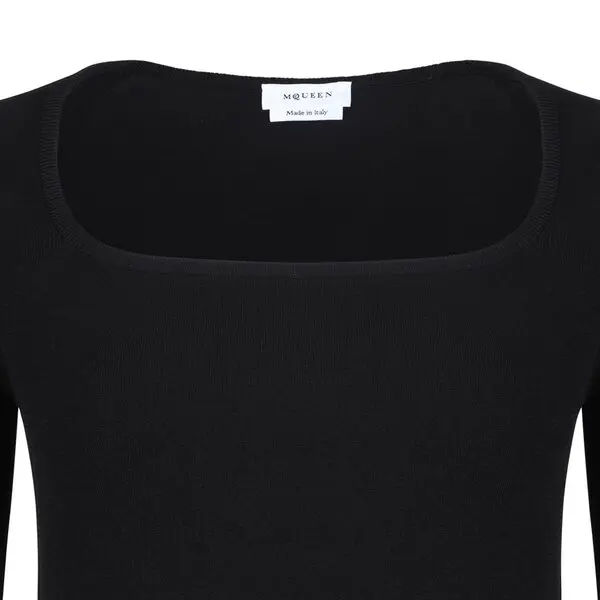 Alexander McQueen Short Sleeve Ribbed Knit Top