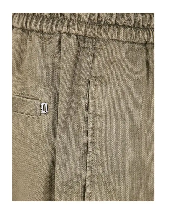 DONDUP Linen-blend Trousers With Elasticated Waist - Green