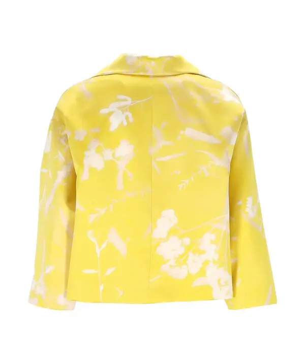 Fabiana Filippi Graphic Printed Cropped Satin Jacket - Yellow