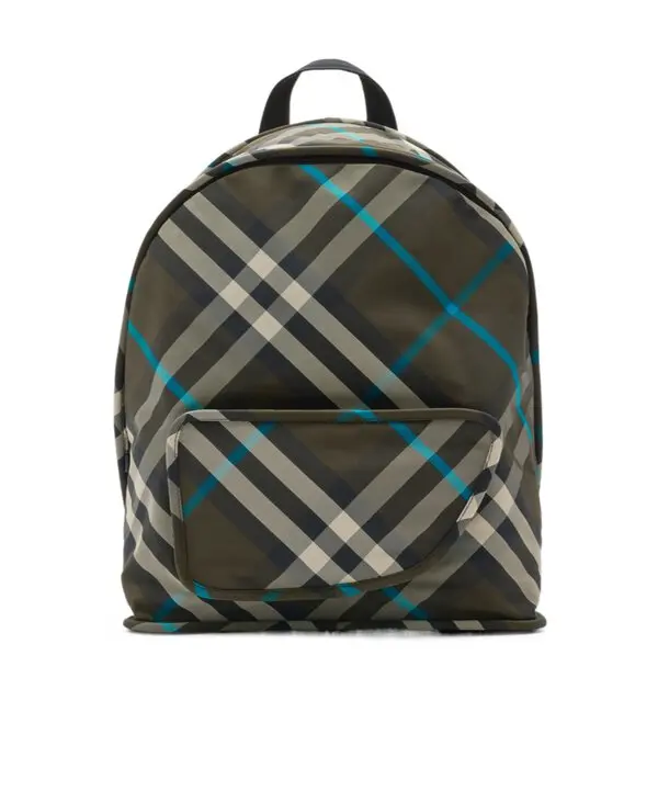 Burberry Shield Checked Zipped Backpack - Comfortable Brown