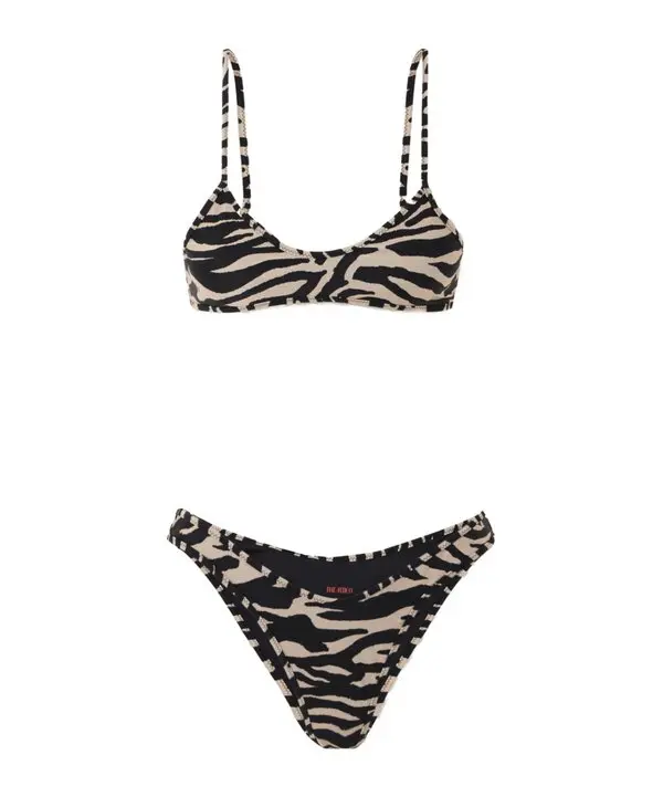 Attico Zebra-printed Stretched Bikini Set - Black