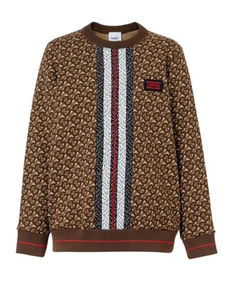 Burberry Monogram Stripe Print Cotton Oversized Sweatshirt - Multicolor